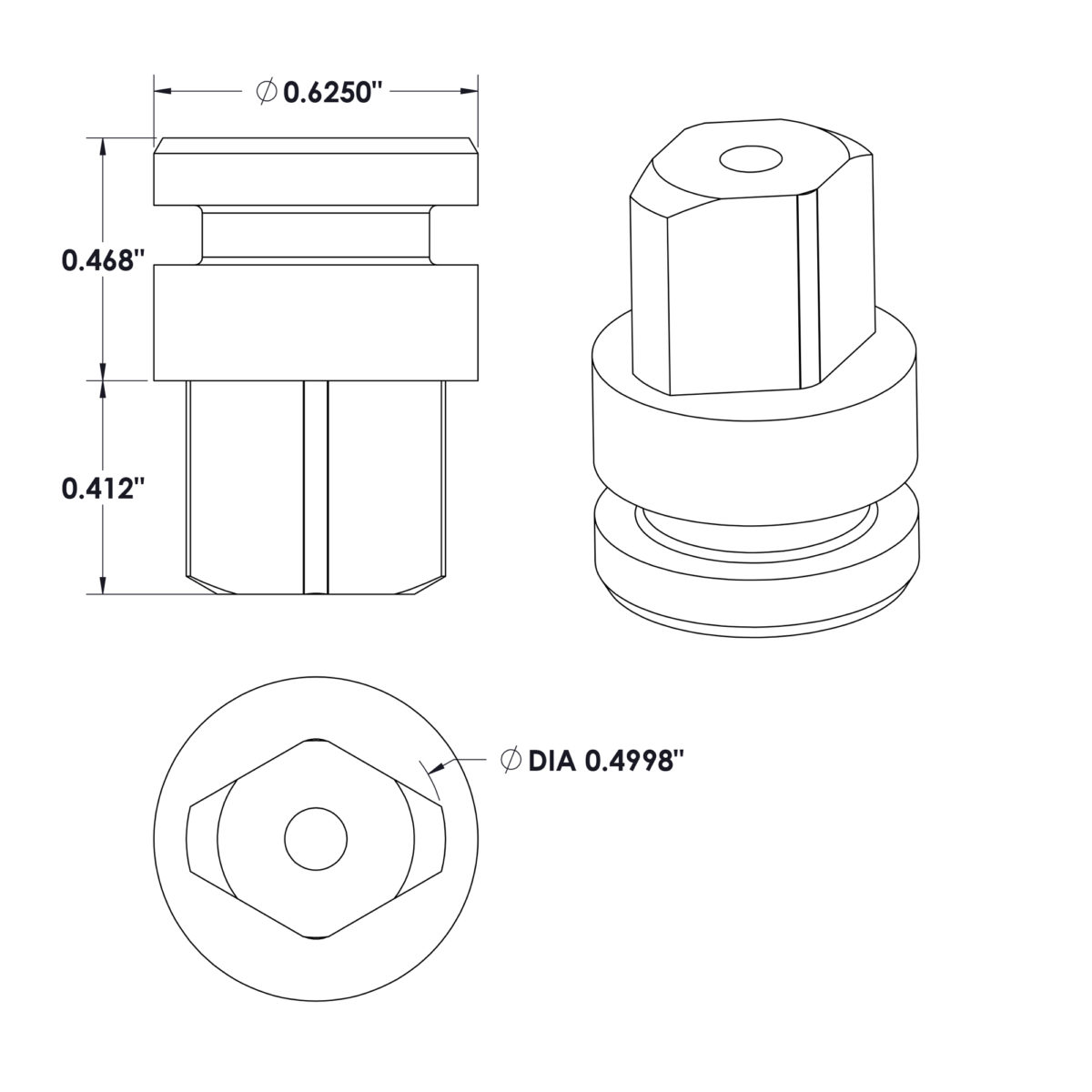 Kurt Sine Key Round and Diamond 1/2 inch - SKOA8RD - Kurt Workholding